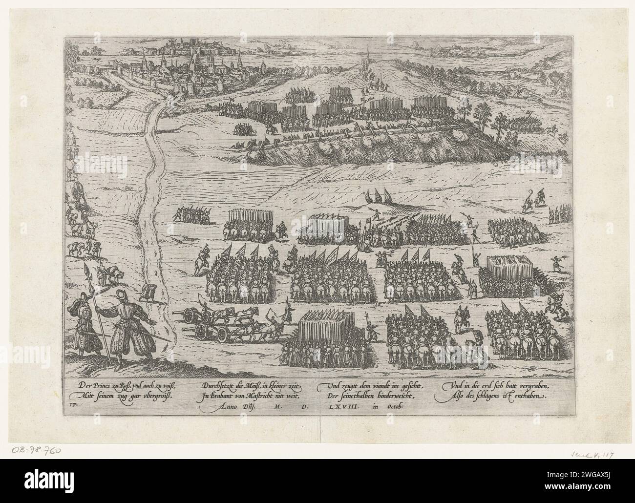 Prince of Orange crosses the Maas, 1568, 1568 - 1570 print Prince of ...