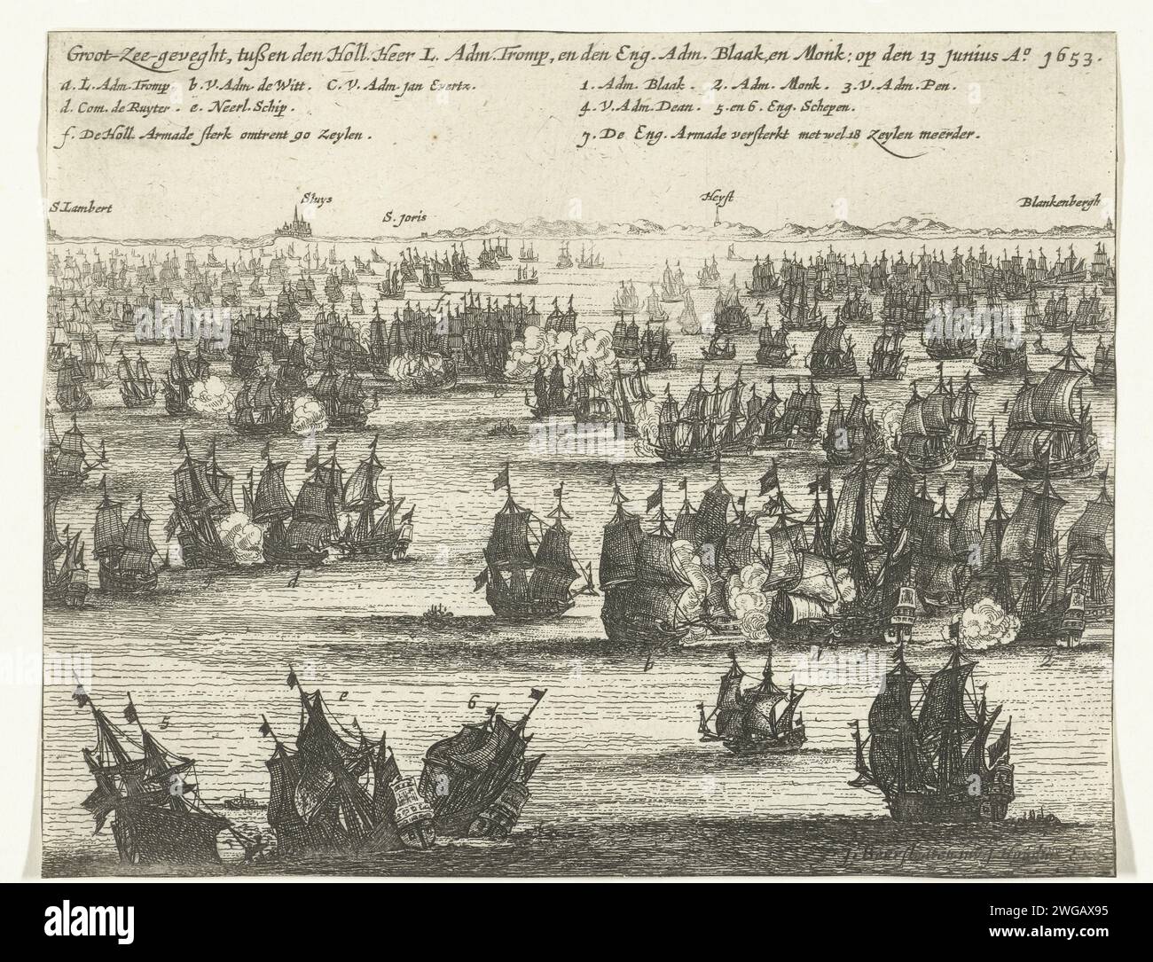 Sea battle near Nieuwpoort between the Staatse Fleet under Tromp and ...