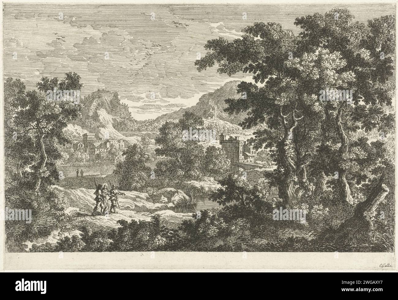 Landscape with Christ and the disciples on the way to Emmaus, Cornelis ...