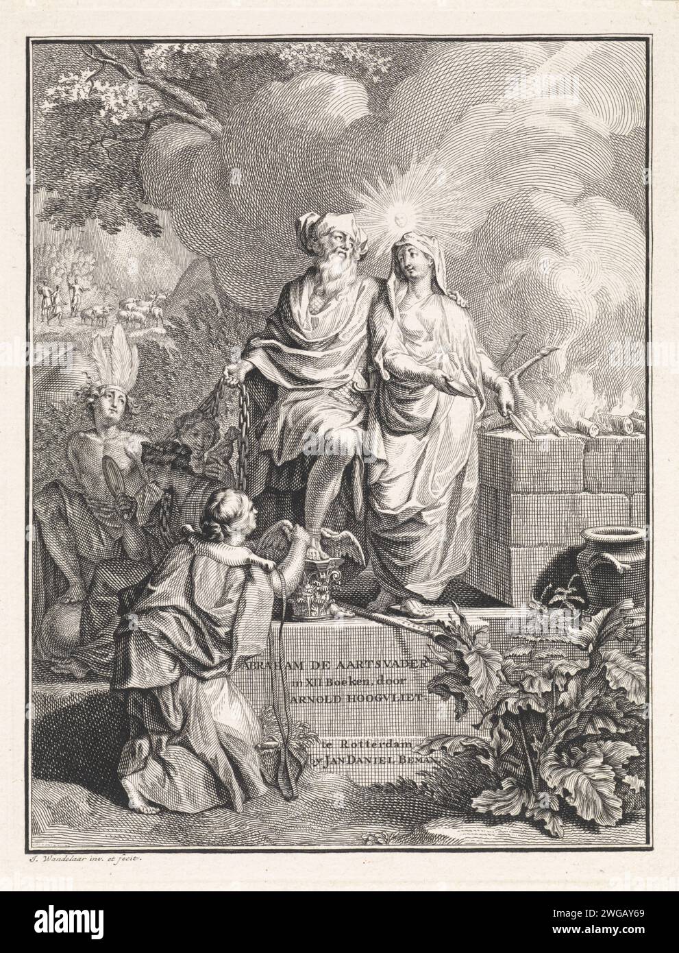 Allegorical title page with patriarch Abraham and truth, Jan Wandelaar ...