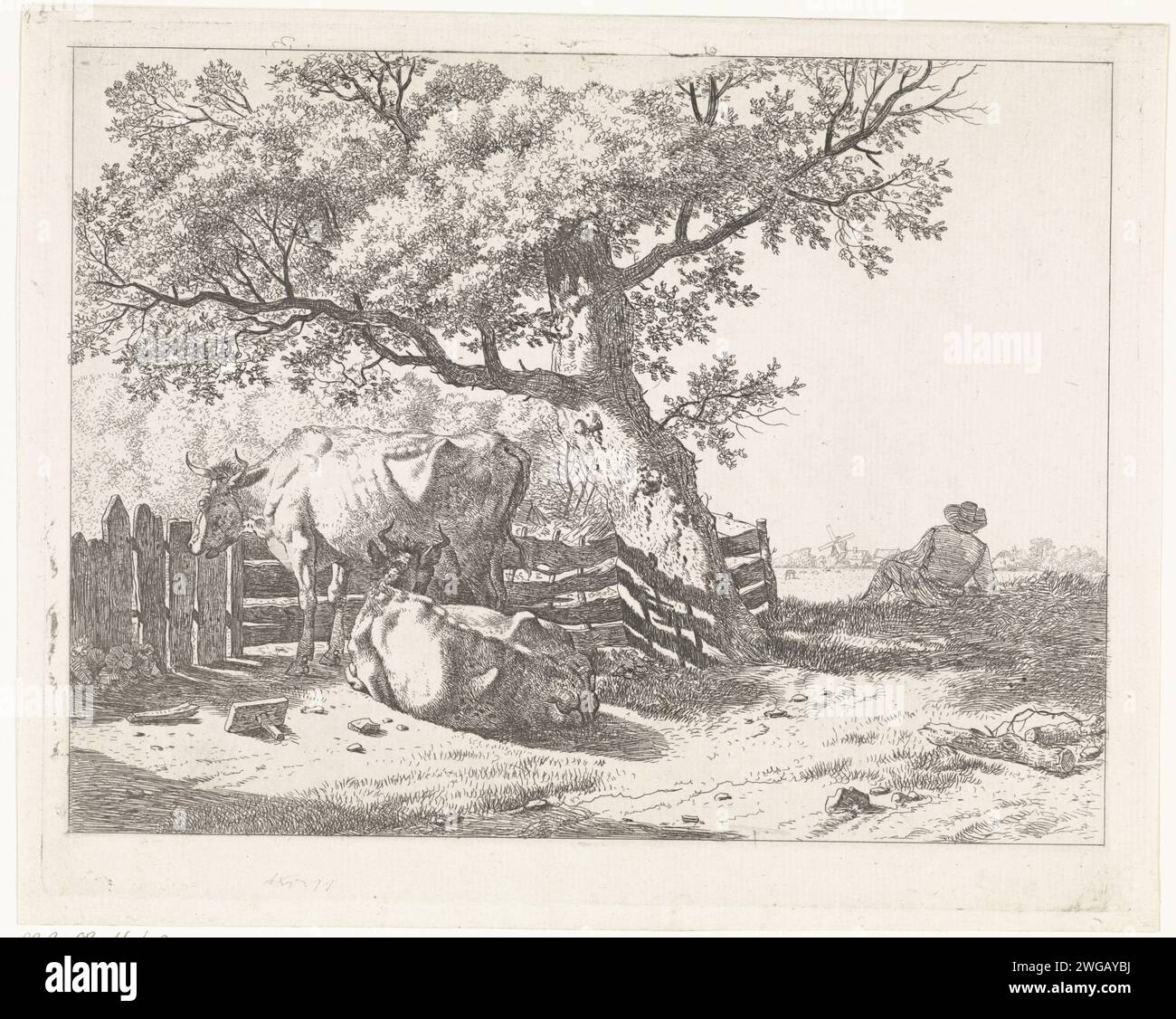 Two cows near a fence, Wouter Johannes van Troostwijk, 1792 - 1810 ...