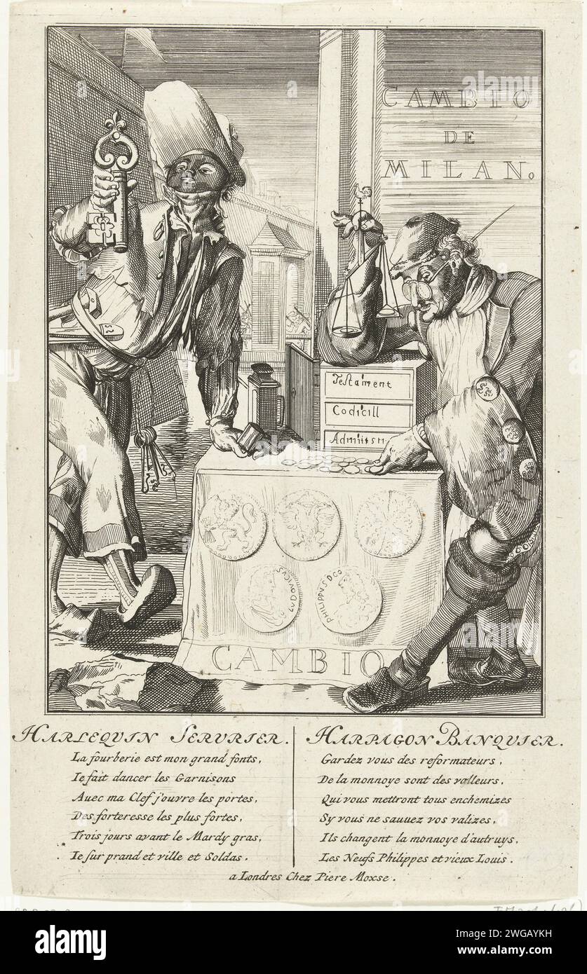 Lodewijk XIV exchange office, 1706, 1706 print Milan exchange office in ...