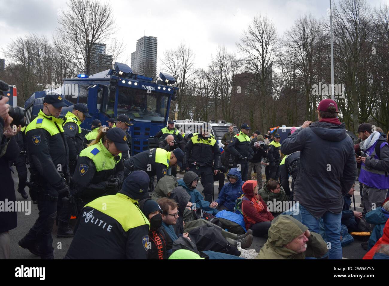 THE HAGUE, NETHERLANDS - FEBRUARY 03: Hundreds of climate activists ...