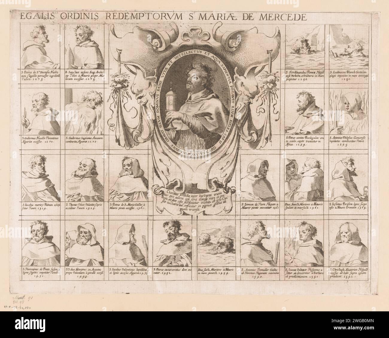 Martelaren of the Order of Notre-Dame-de-la-Merci with Raymundus Nonatus in Cartouche (part top ...