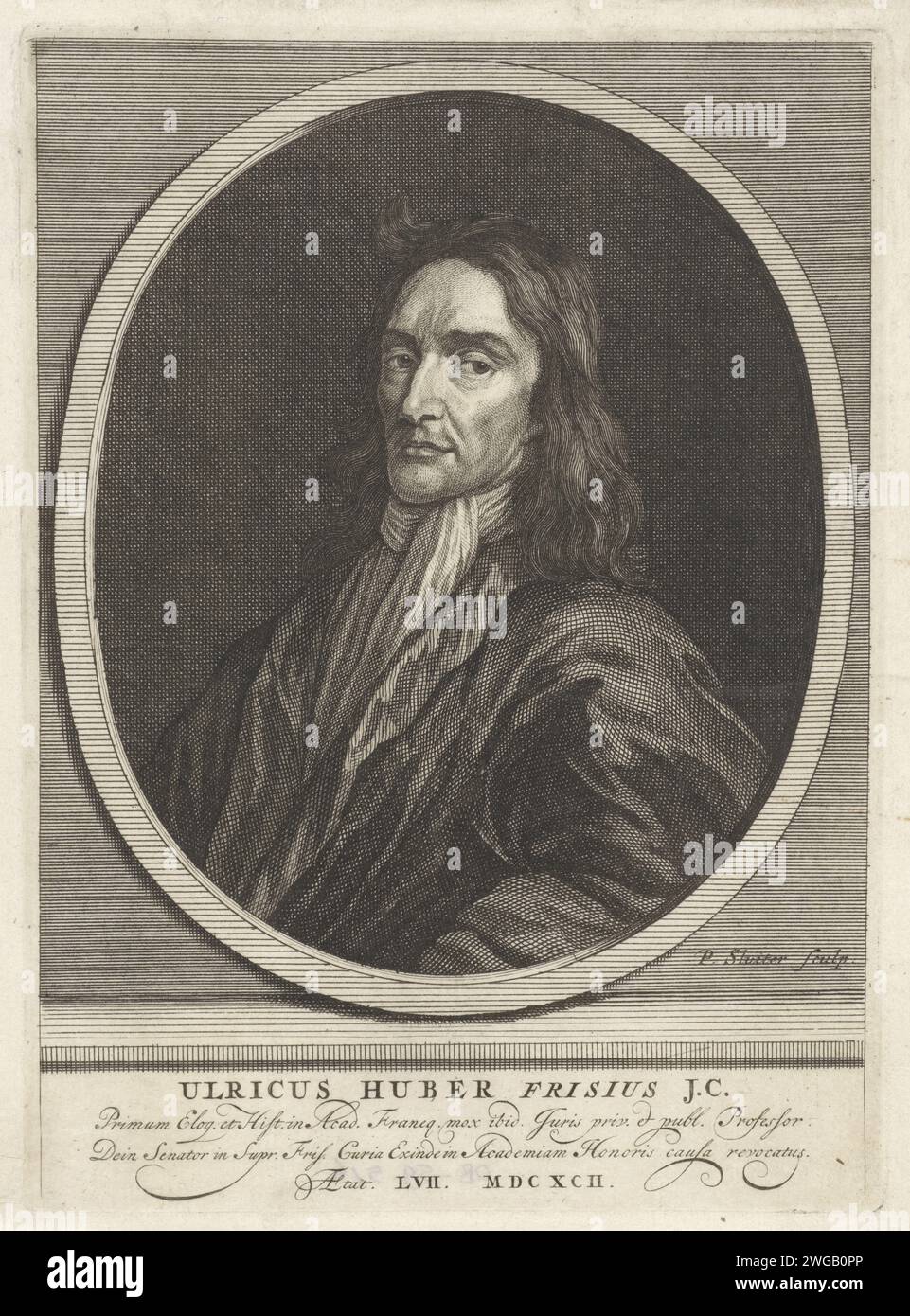 Portret Van Ulrik Huber, Pieter Sluyter, 1696 - 1713 print Portrait of ...