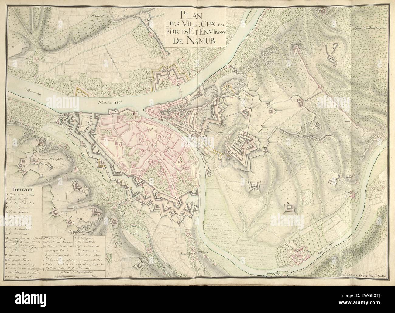 Map of Namur, ca. 1701-1715, 1701 - 1715 drawing Map of the ...