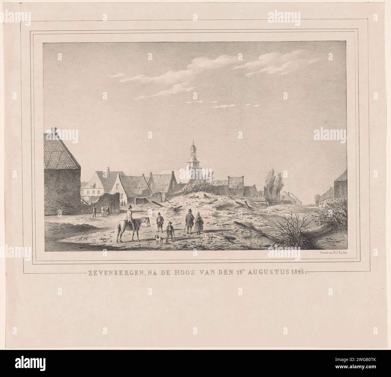 Zevenbergen, after the Hoos van den 19th August 1845, 1845 print Face ...