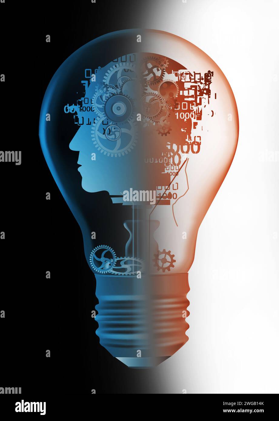 Man with Burn out syndrome in light bulb. Illustration of light bulb ...