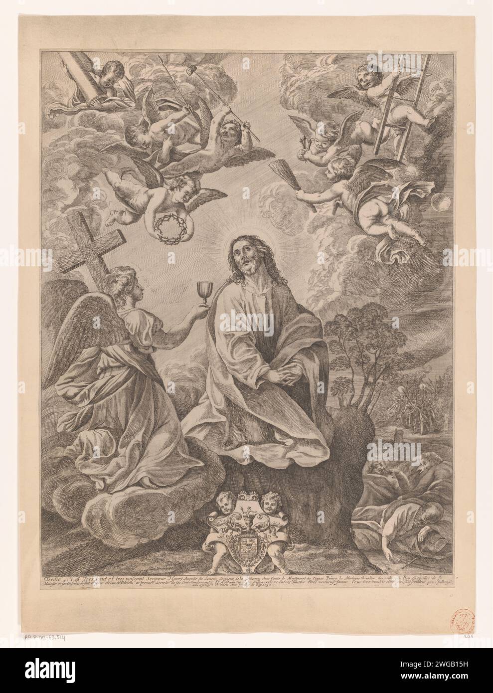 Christ in the Hof van Getsemane, Pierre Scalberge, 1637 print paper ...