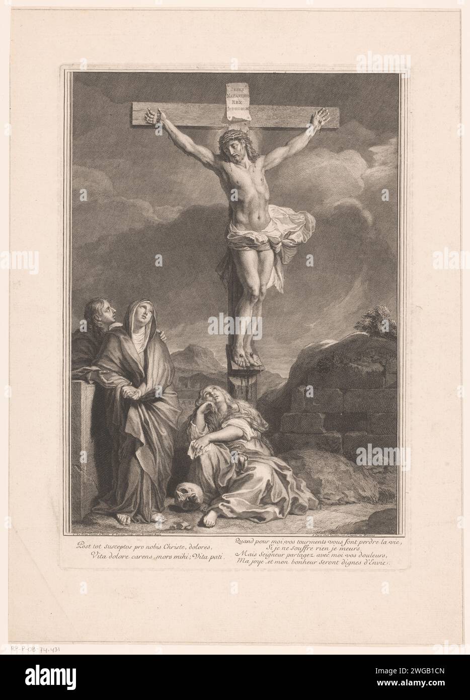 Christ on the Cross, Nicolas Henri Tardieu, After Charles Le Brun, 1684 - 1749 print Maria ...