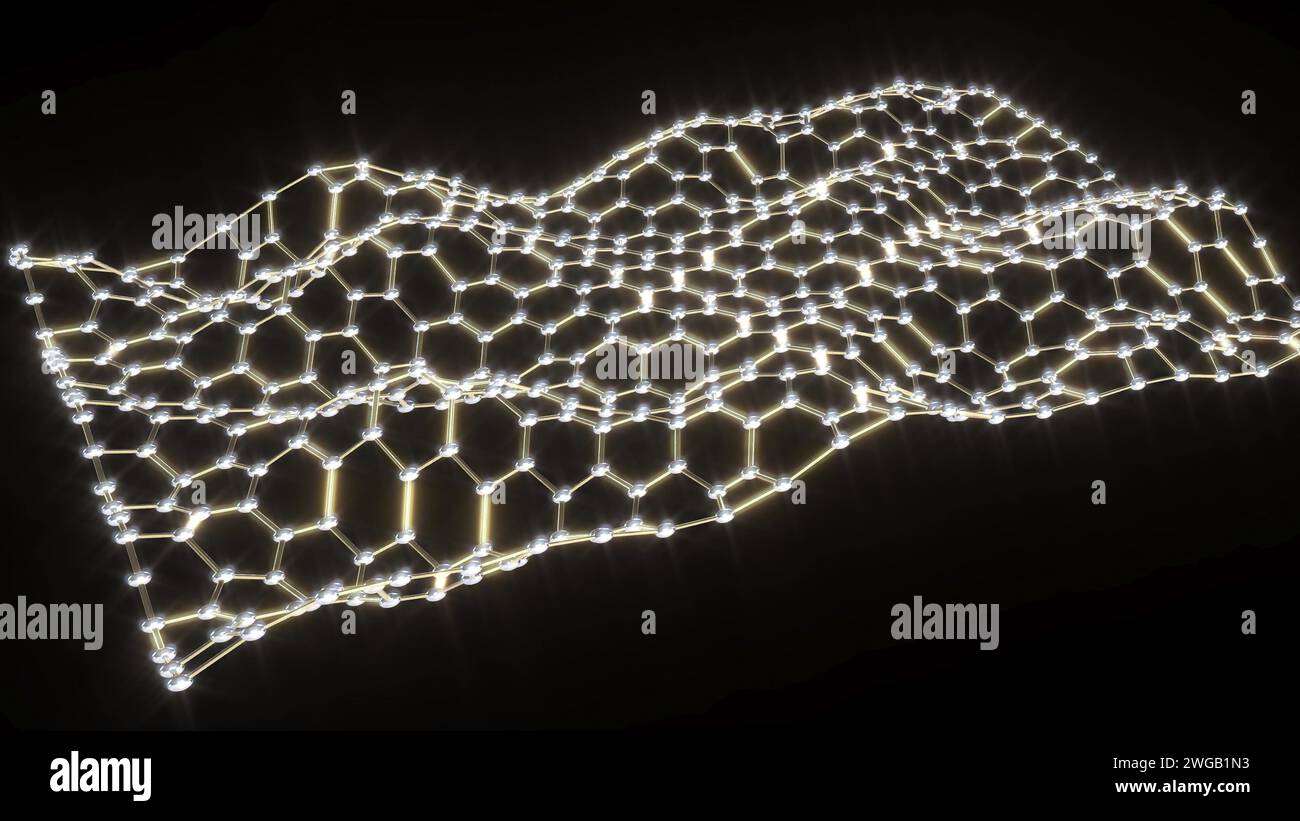A thin layer of molecules is the chemical structure of a substance 3d ...