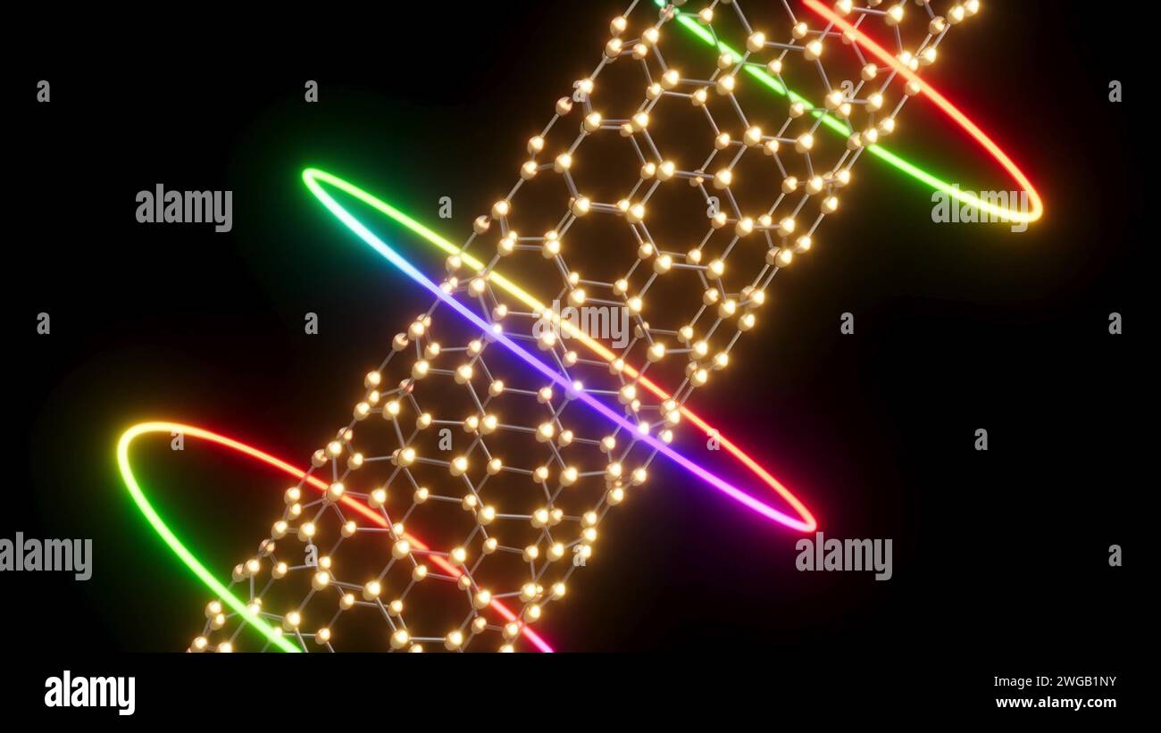 Mechanic mechanism neon circle intro 3d render Stock Photo - Alamy
