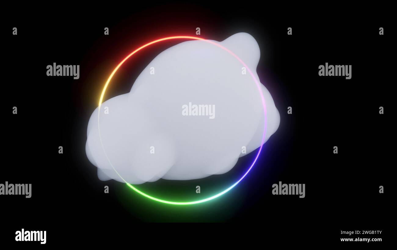 Neon circle cloud intro 3d render Stock Photo - Alamy