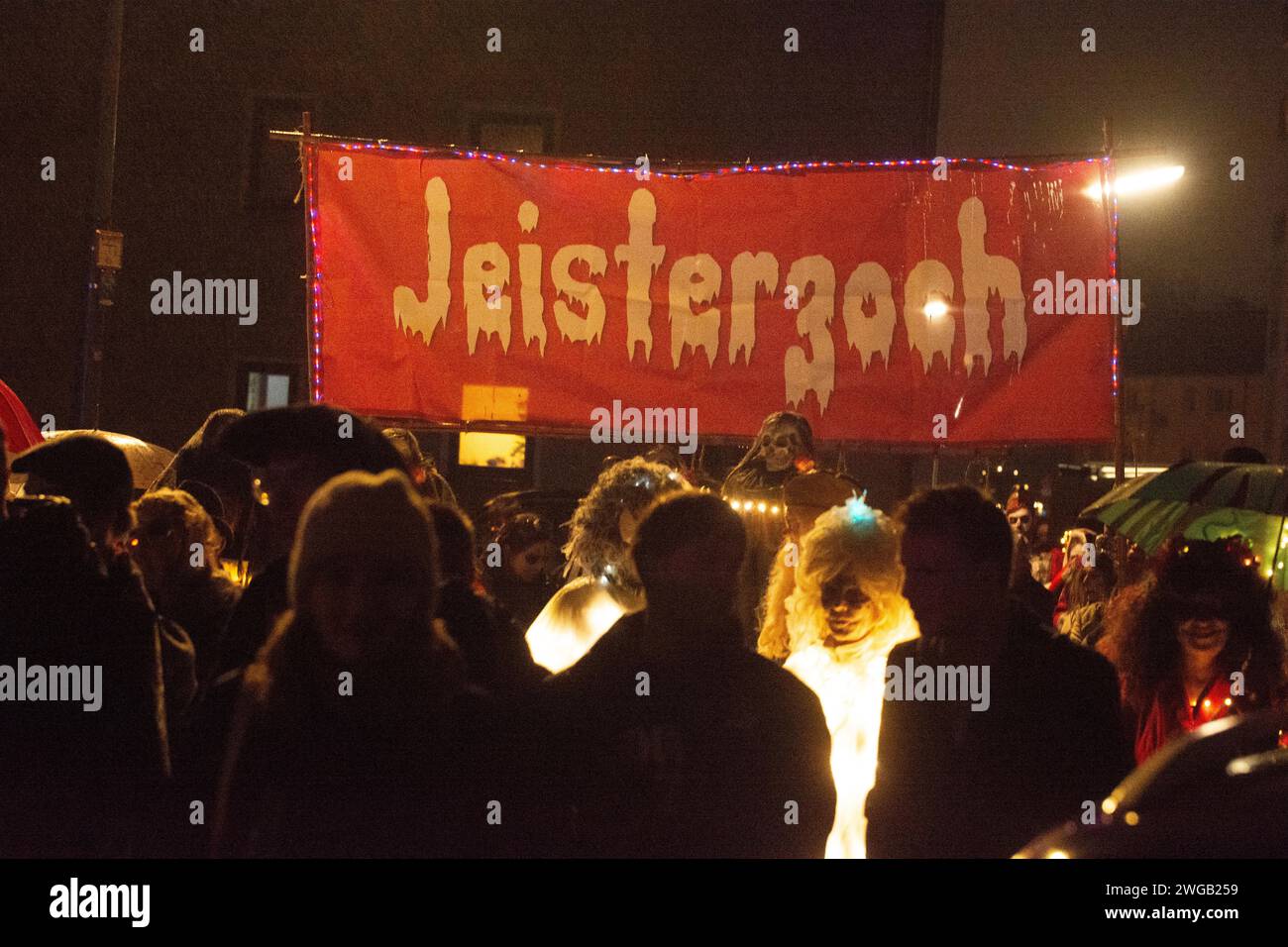 A general view of the traditional ghost parade is being demonstrated ...