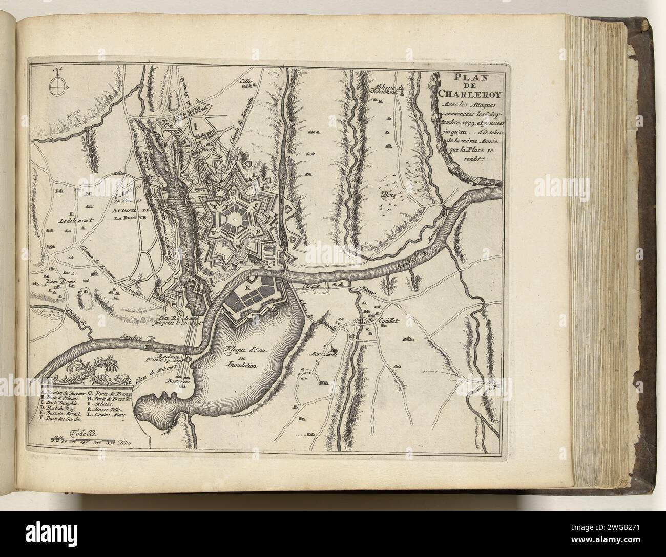 Map of the siege of Charleroi, 1693, 1693 - 1696 print Map with siege ...