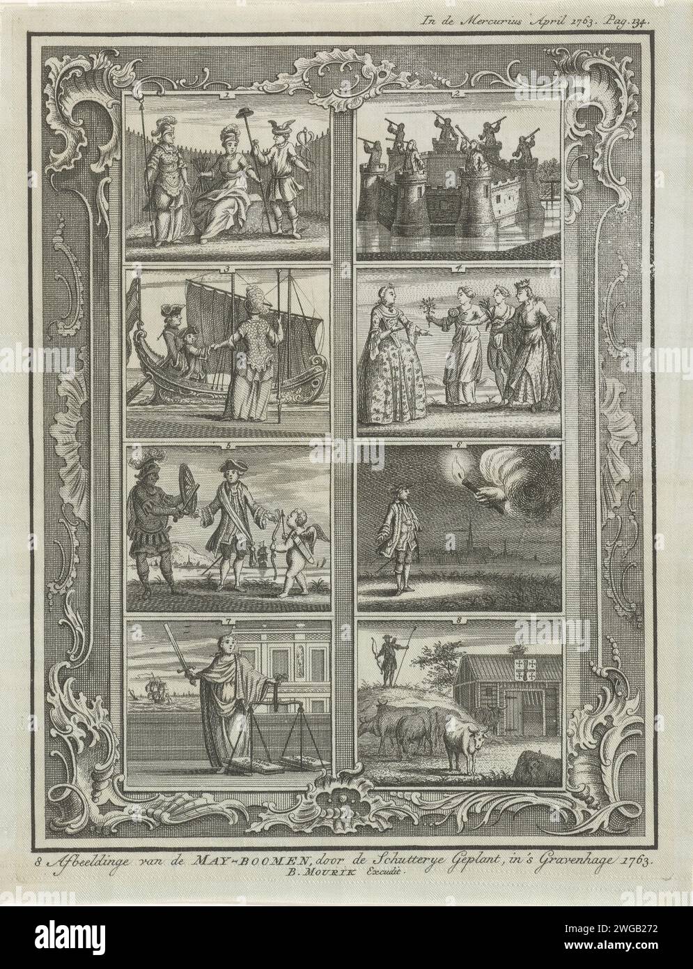 May tree planted by the Haagse Schutterij, 1763, 1763 print The eight ...