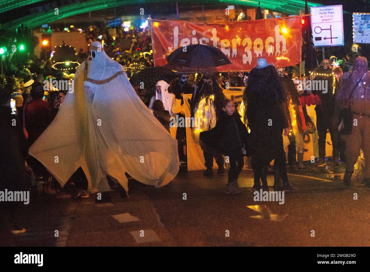 A general view of the traditional ghost parade is being demonstrated ...
