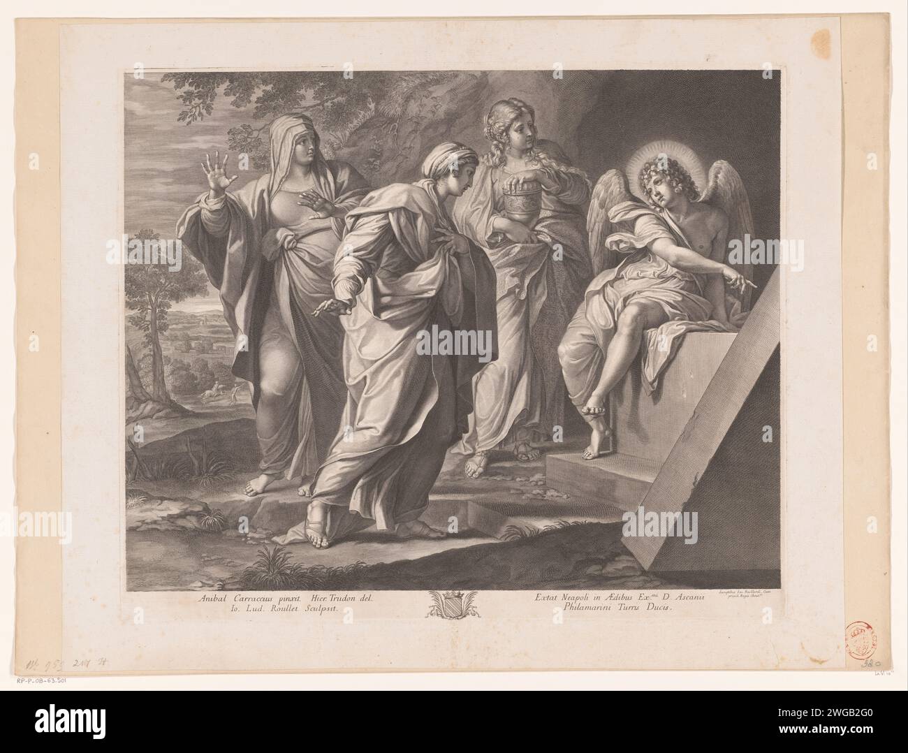 Engel points the three women on the empty grave of Christ, Jean Louis ...