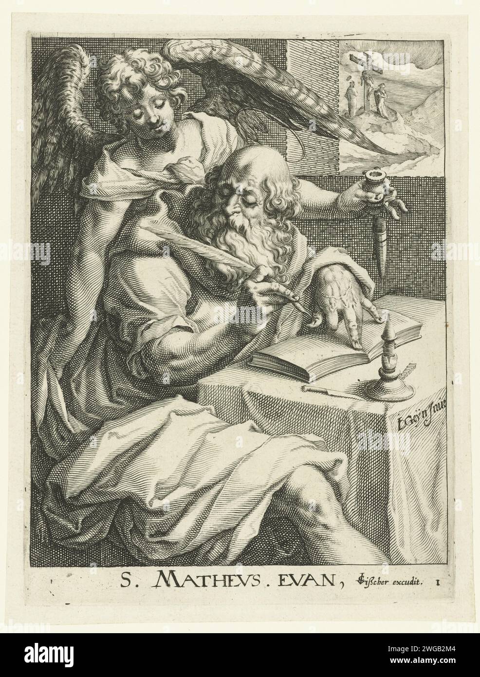 Evangelist Mattheüs, 1596 - 1652 print Matthew the Evangelist, seated ...