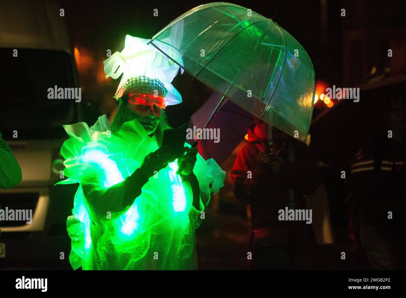 A general view of the traditional ghost parade is being demonstrated during the carnival season ...