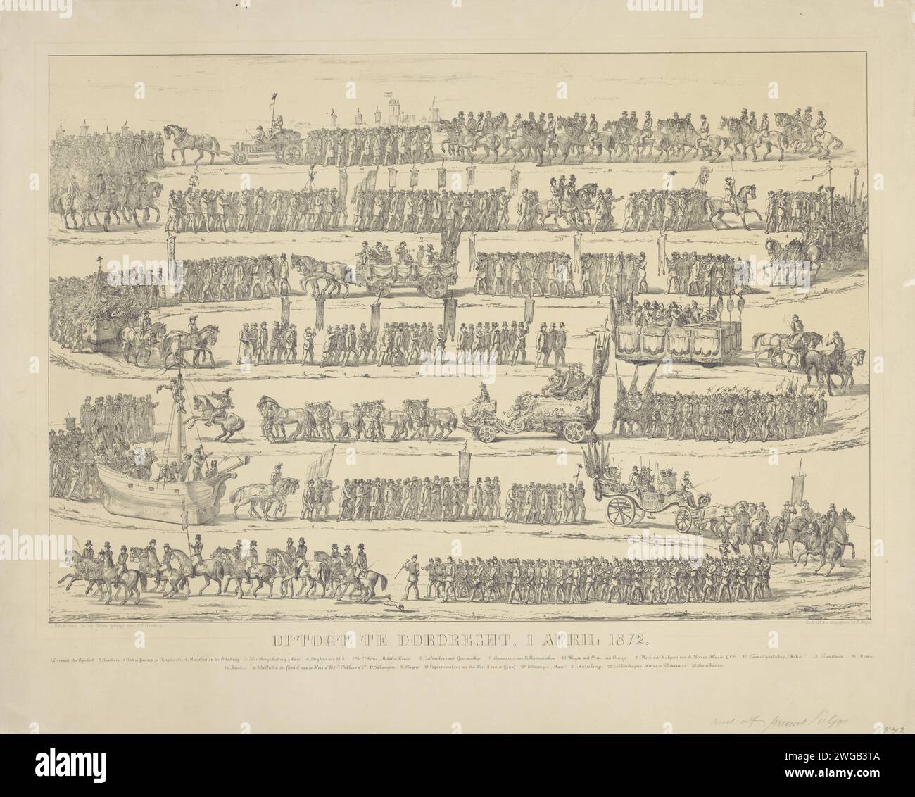 March to Dordrecht, April 1, 1872, 1872 print Historically costumed ...