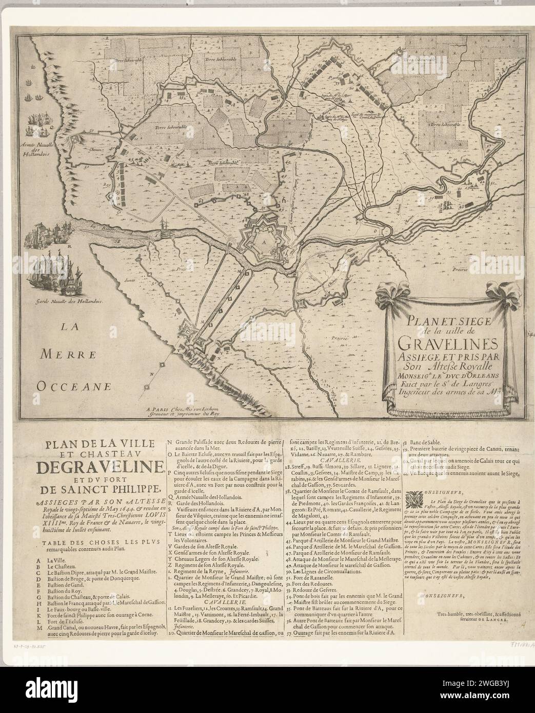 Map of siege and conquest of Grevelingen, 1644, 1644 print Map of the ...