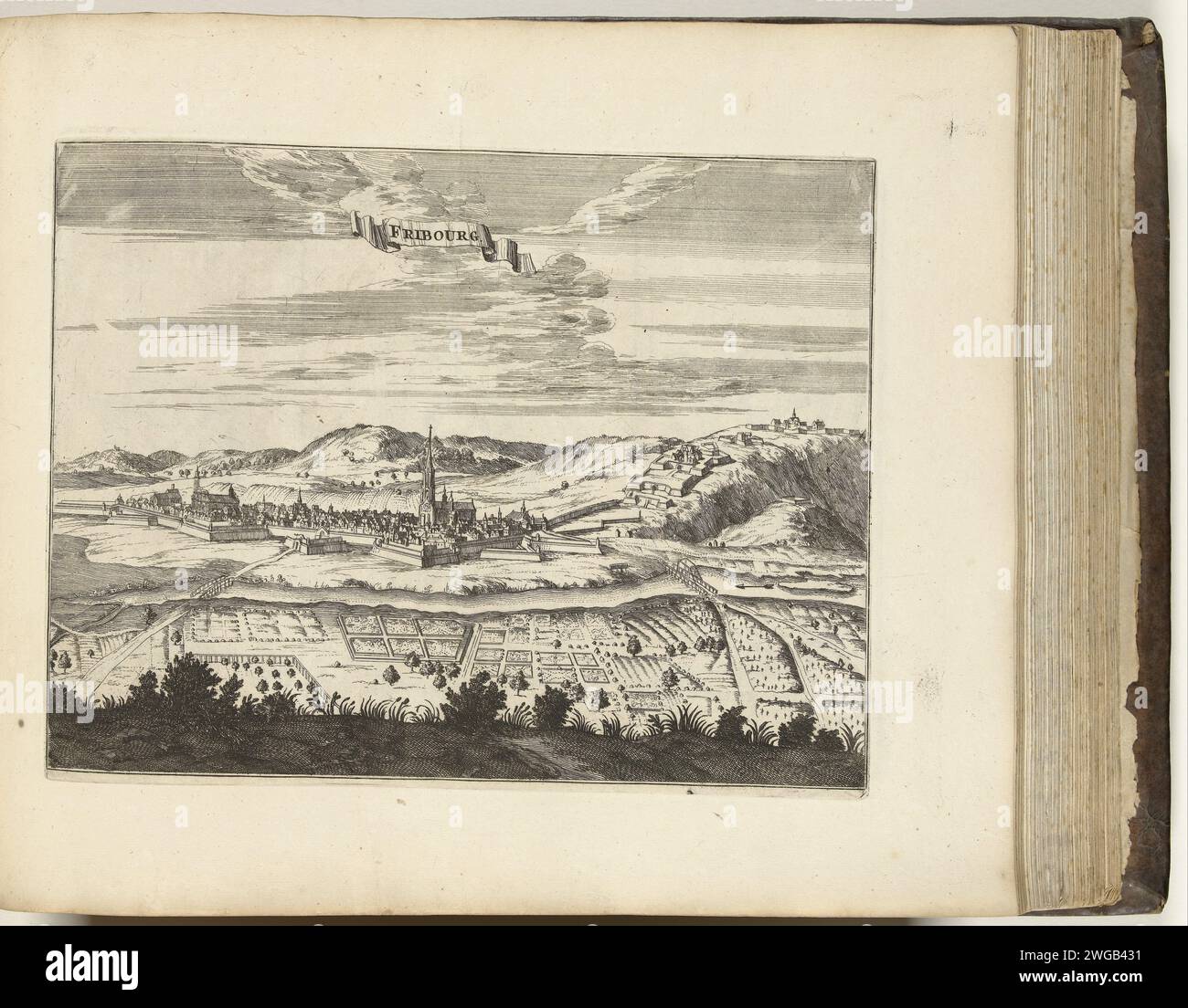 View of Fribourg, ca. 1693-1696, 1693 - 1696 print View of the Swiss ...