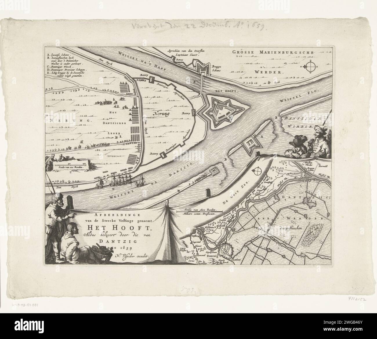 Siege of the Fortress 'Het Hooft' Near Gdansk, 1659, 1659 print Map ...