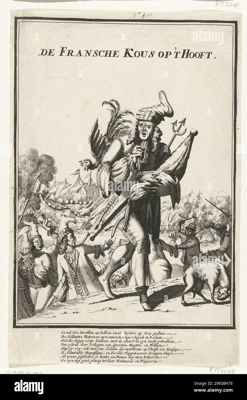Cartoon on the French defeat in the sea battle in the bay of Vigo, 1702 ...