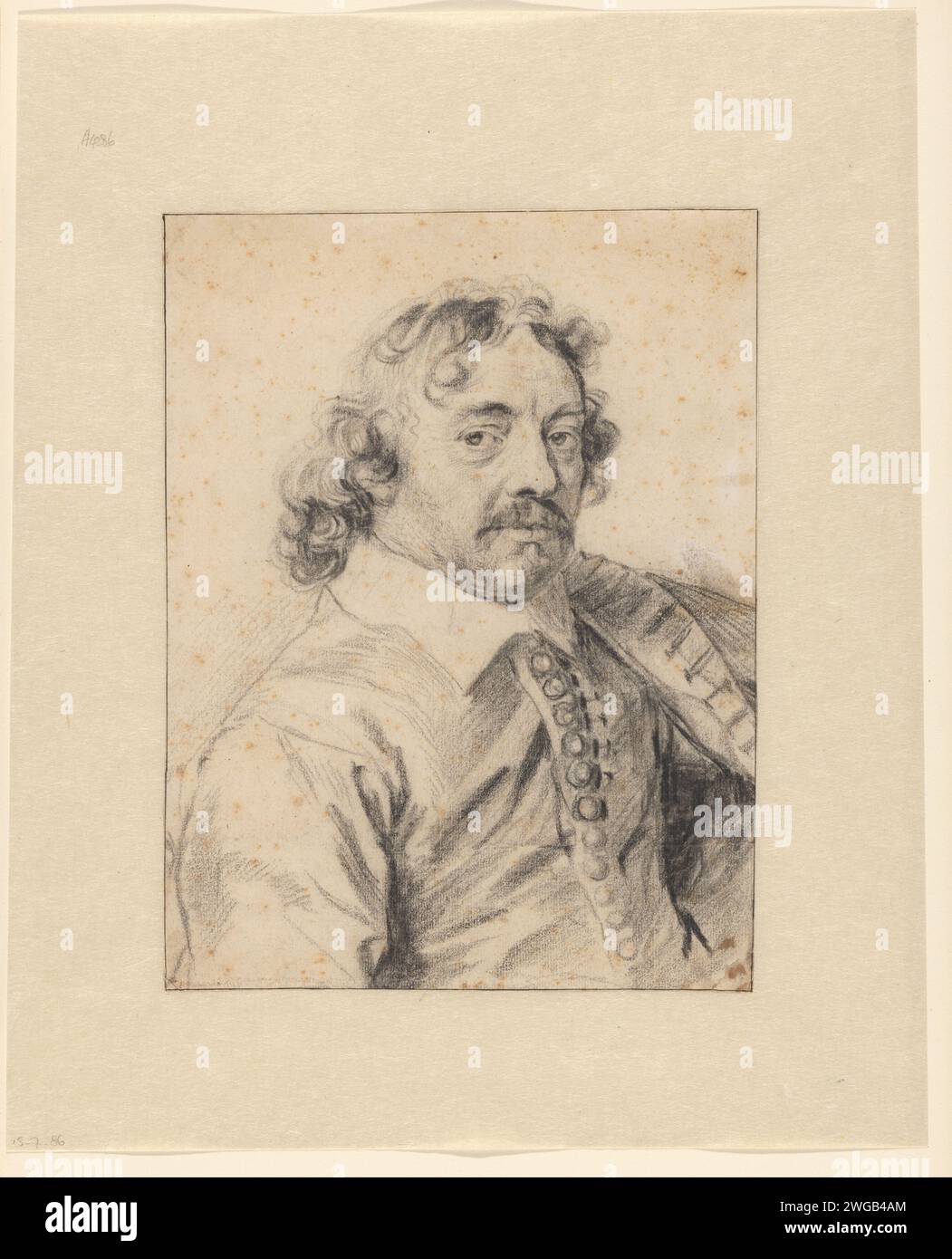Portrait of an unknown man, Jan Lievens, 1650 - 1655 drawing paper ...