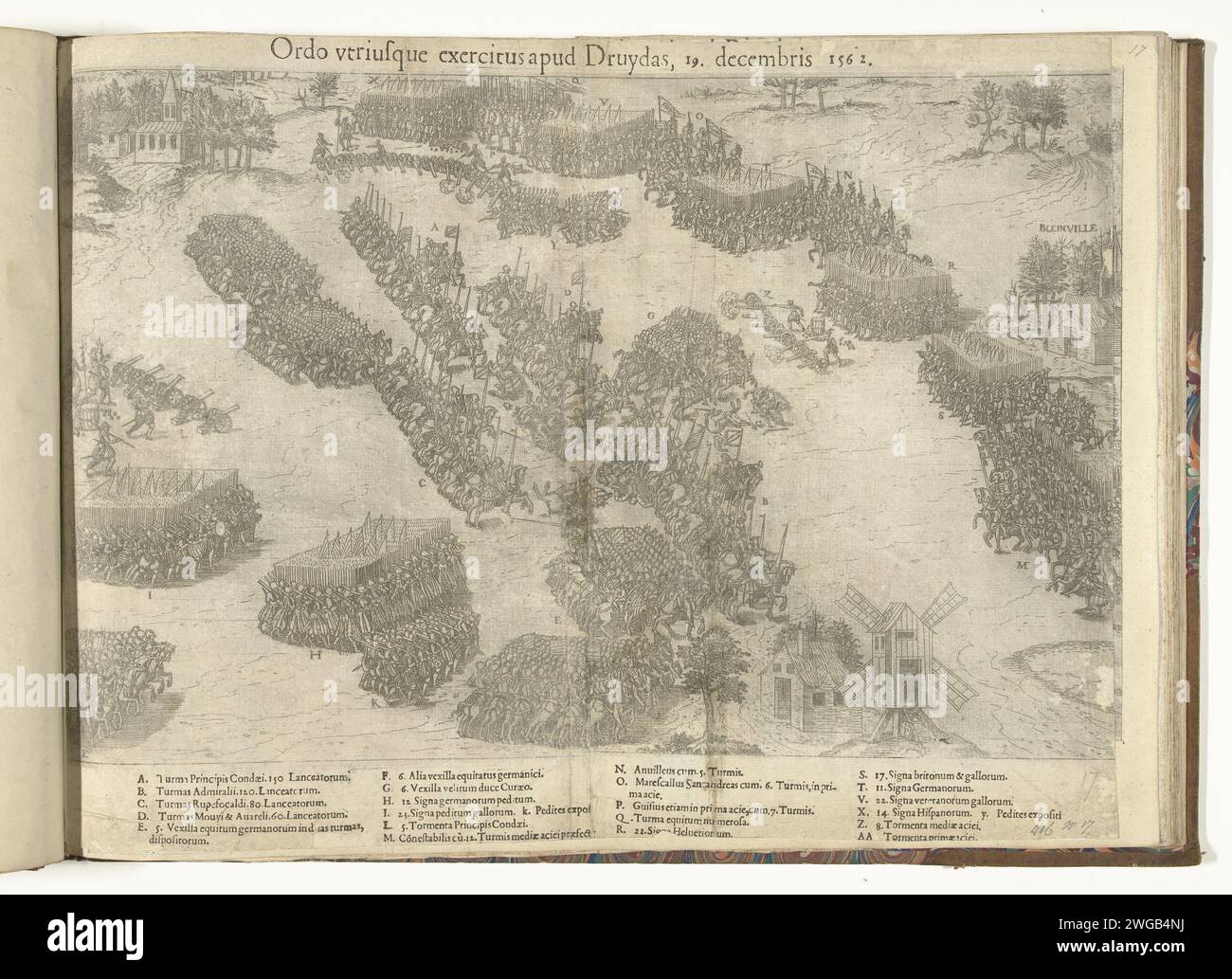 Battle order of the armies in the Battle of Dreux, 1562, 1570 print ...