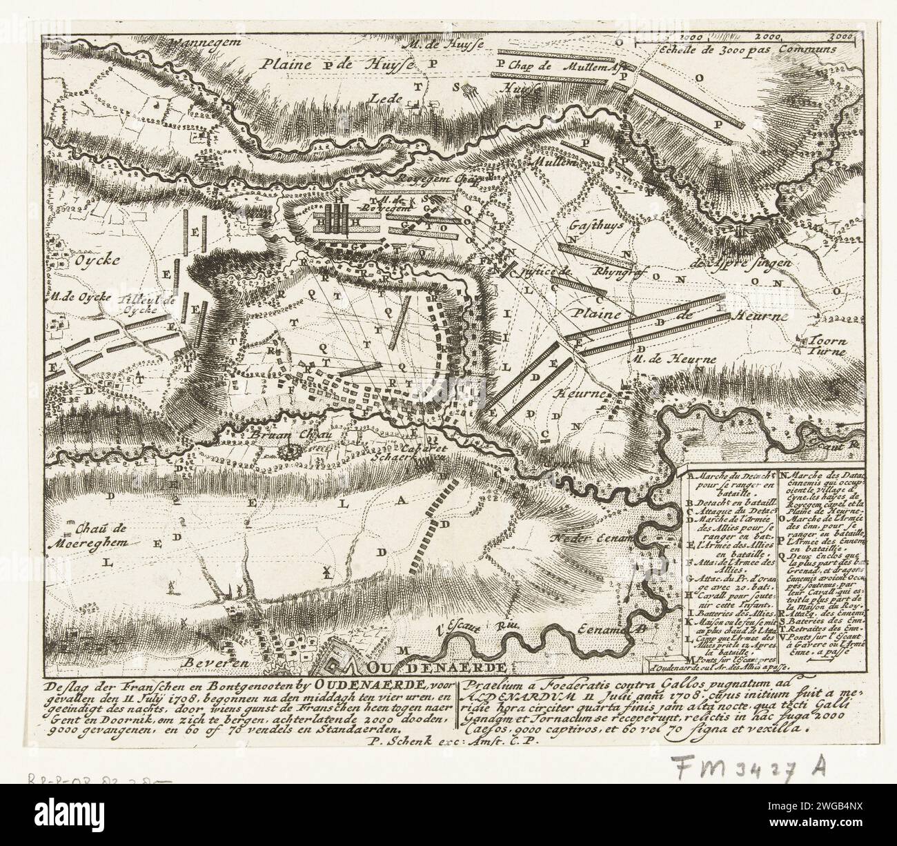Map of the Battle of Oudenaarde, 1708, 1708 print Map of the Battle of ...