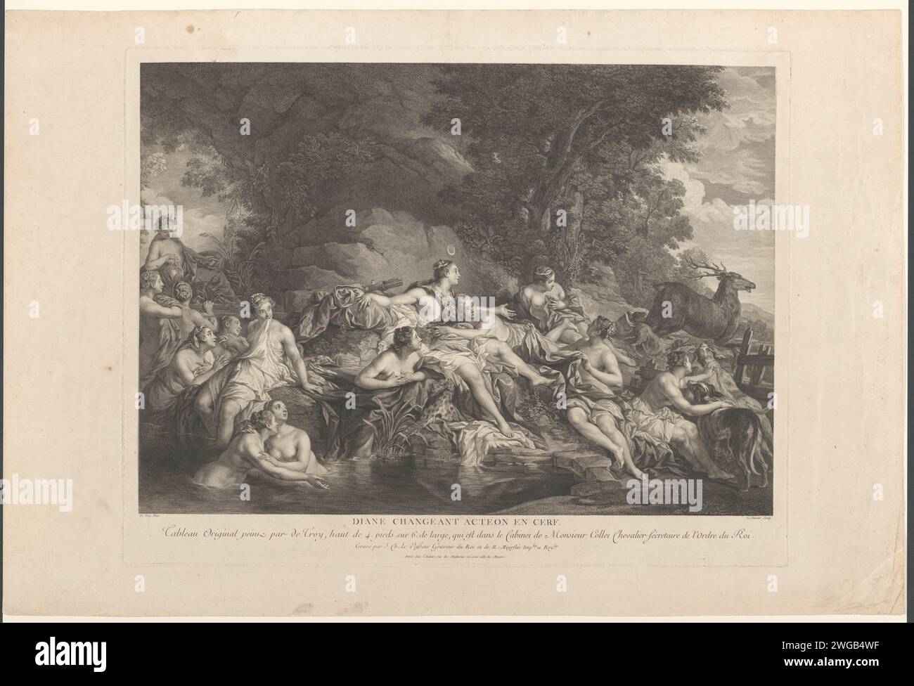 Diana turns Actaeon into a deer, Jean Charles Le Vasseur, After De Troy ...