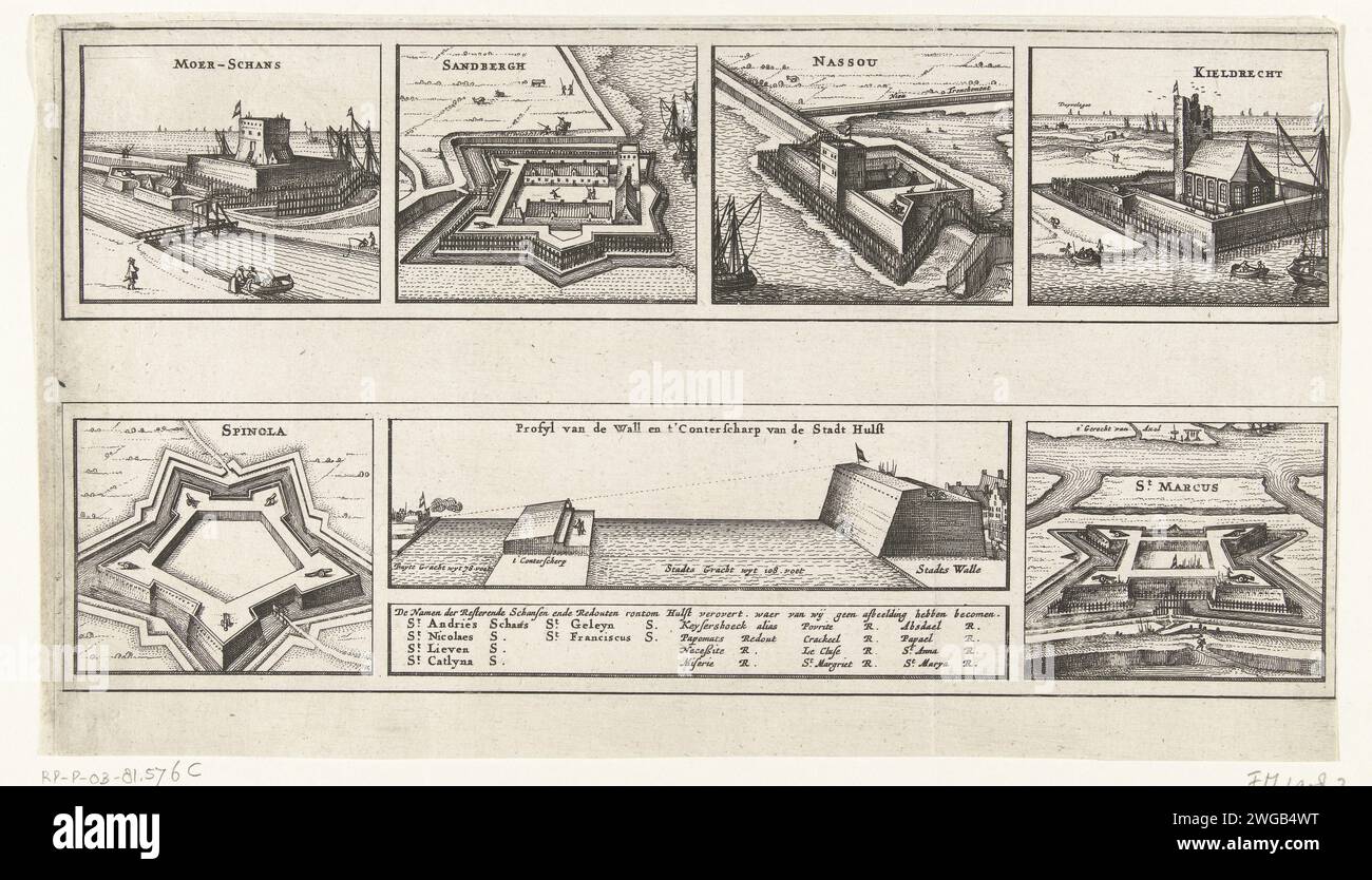 Six forts near Hulst, 1645, 1645 print Six forts near Hulst, besieged ...