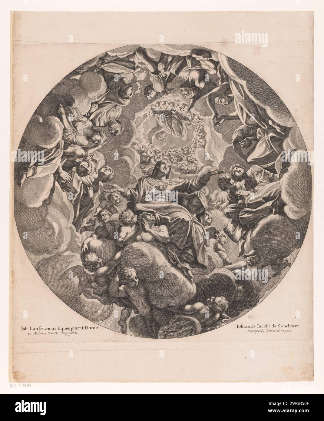 Ascension of Maria, Johann Jakob von Sandrart, after Giovanni Lanfranco ...