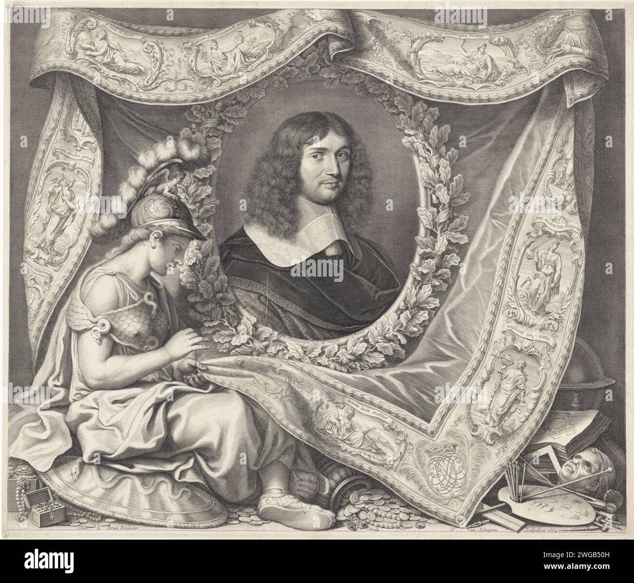 Portret van Jean-Baptiste Colbert, Pieter Van Schuppen, After Philippe ...