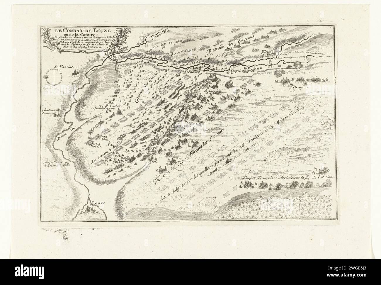 Battle of Leuze, 1691, 1691 print Map of the Battle of Leuze (or on the ...