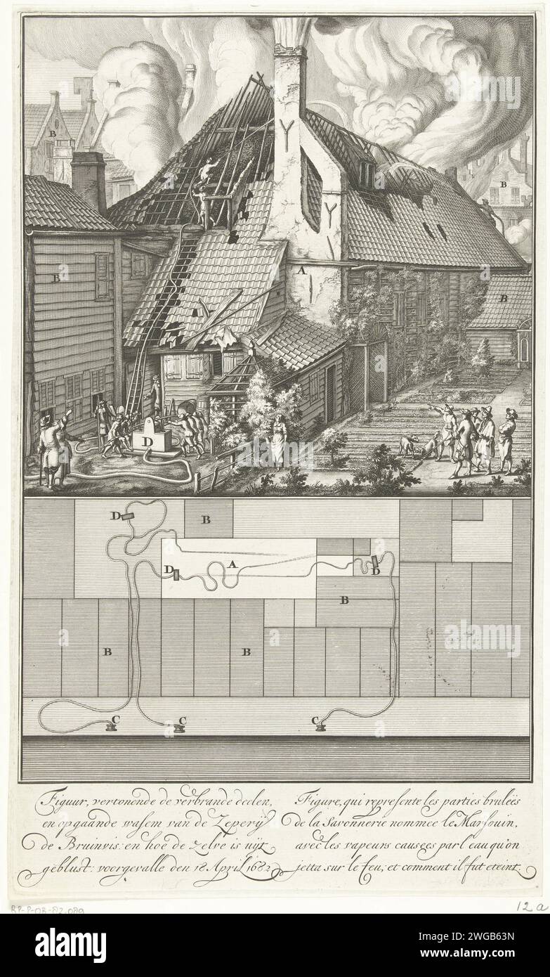 The blunt fire in the Zeepziederij de Bruinvis, 1682, 1690 - 1735 print ...