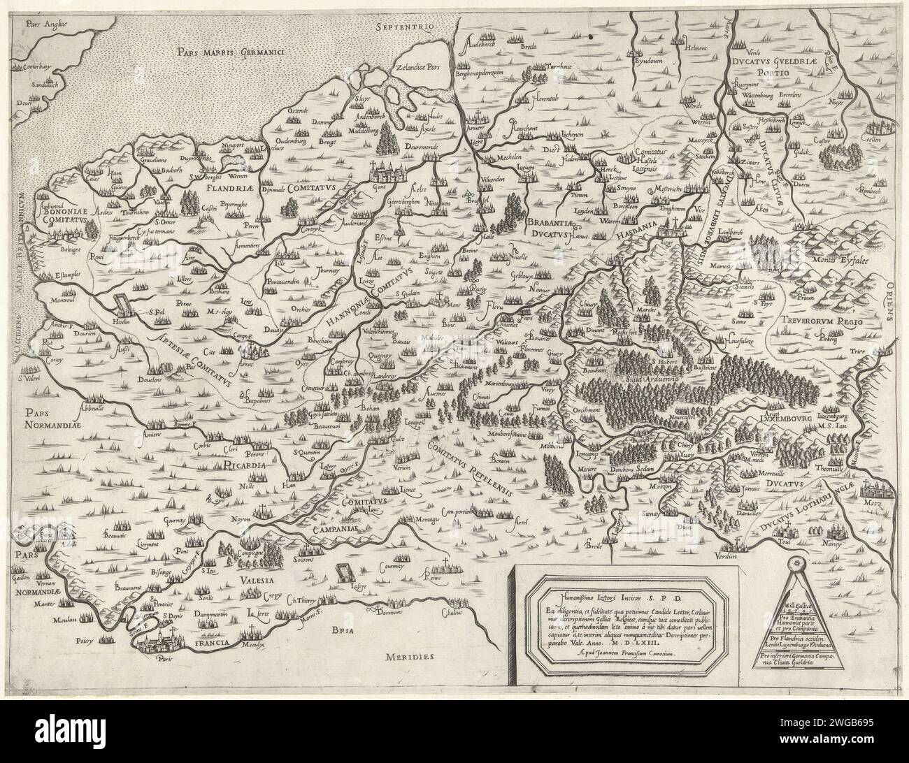 Map of Belgium, 1563 print Map of Belgium, the provinces in the ...
