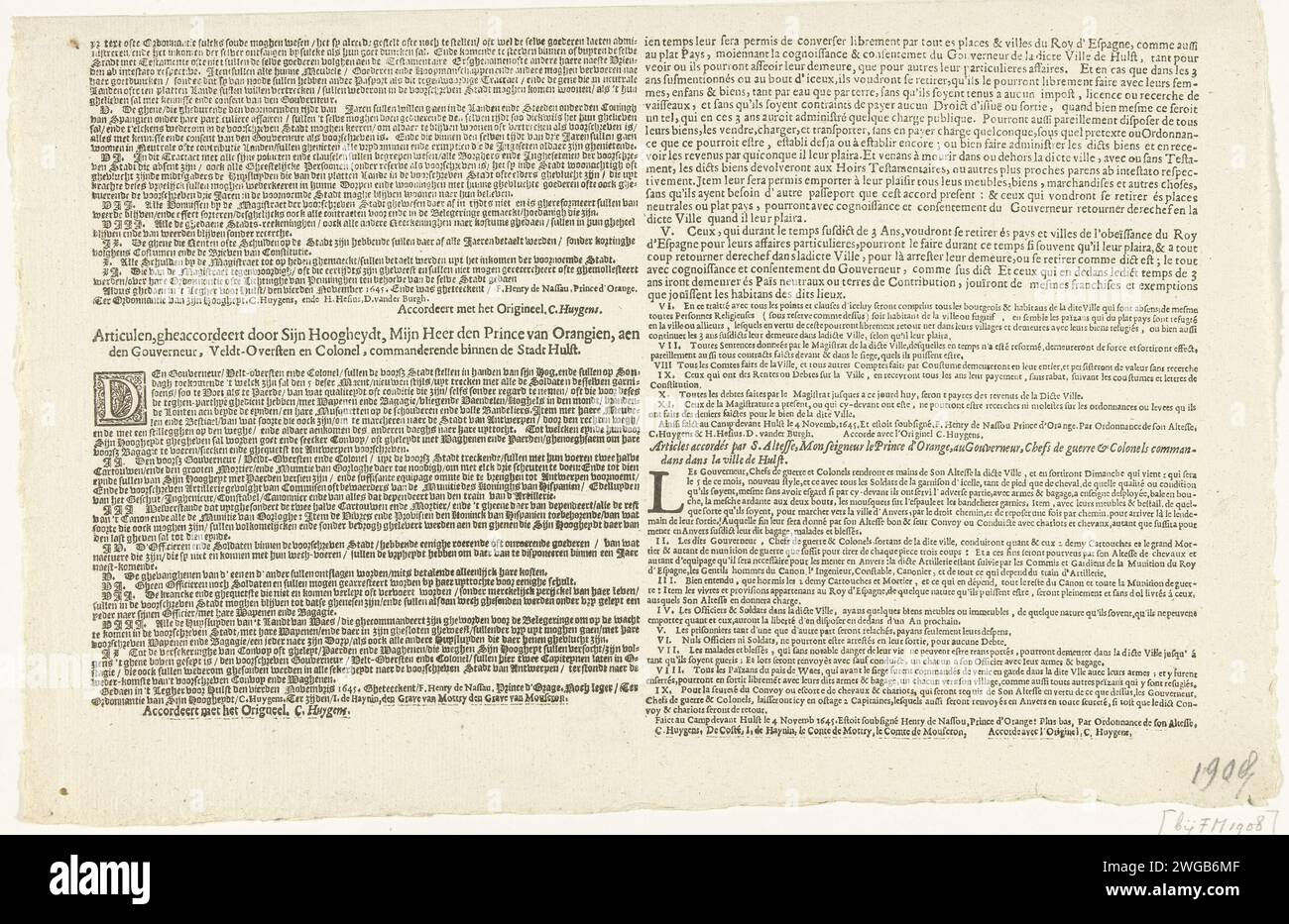 Text sheet at the ensemble of the siege of Hulst, 1645, 1645 text sheet ...