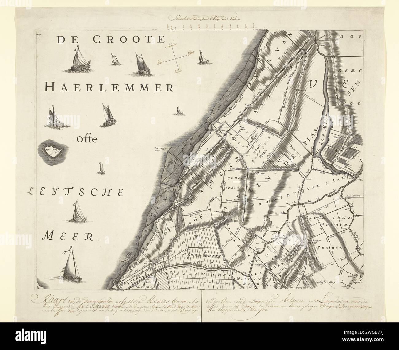 Map with the old banks of the Haarlemmermeer, ca. 1770, 1766 - 1770 ...