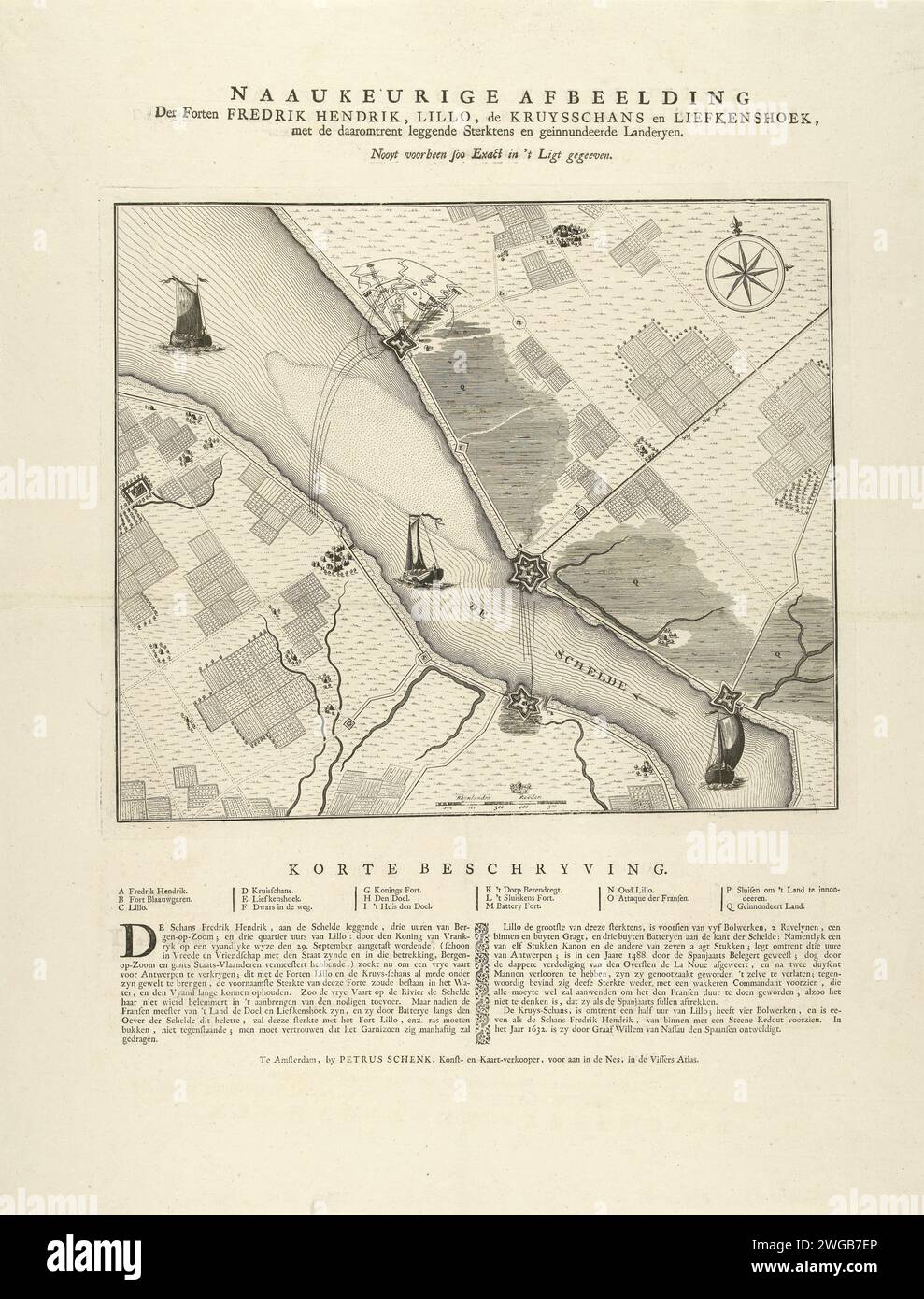 Map with the Dutch forts on the Scheldt, 1747, 1747 print Map with the ...