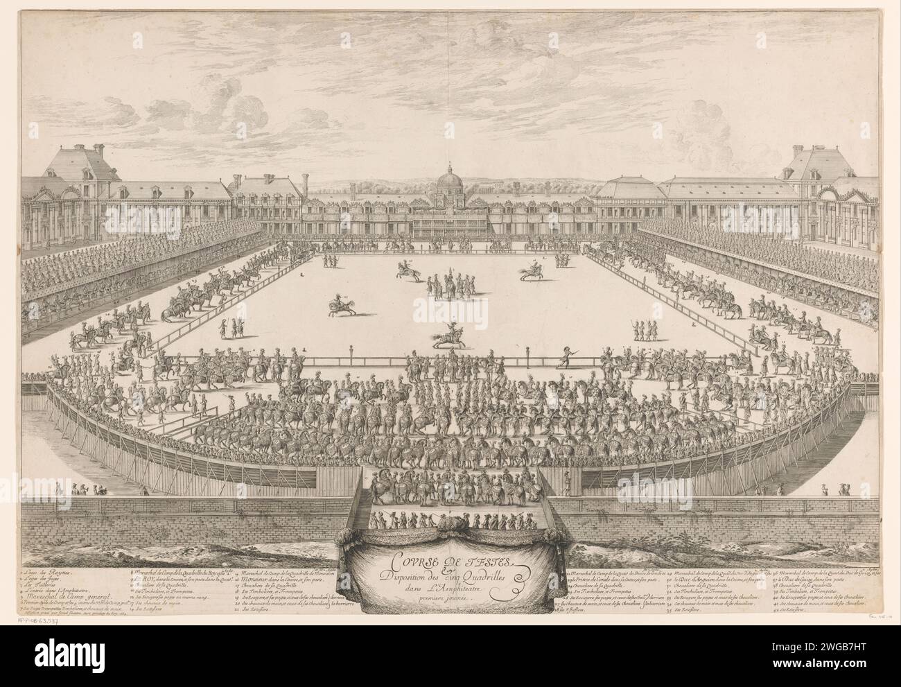Tournament in Amfitheater, Israel Silvestre, 1662 print paper etching ...