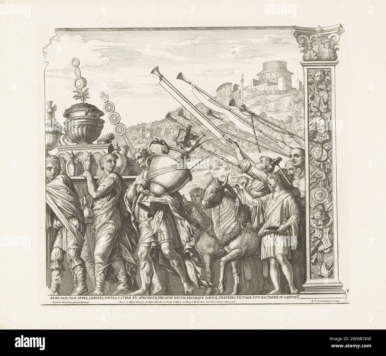 Soldiers blow on Bazuinen, Robert van Audenaerd, after Andrea Mantegna ...