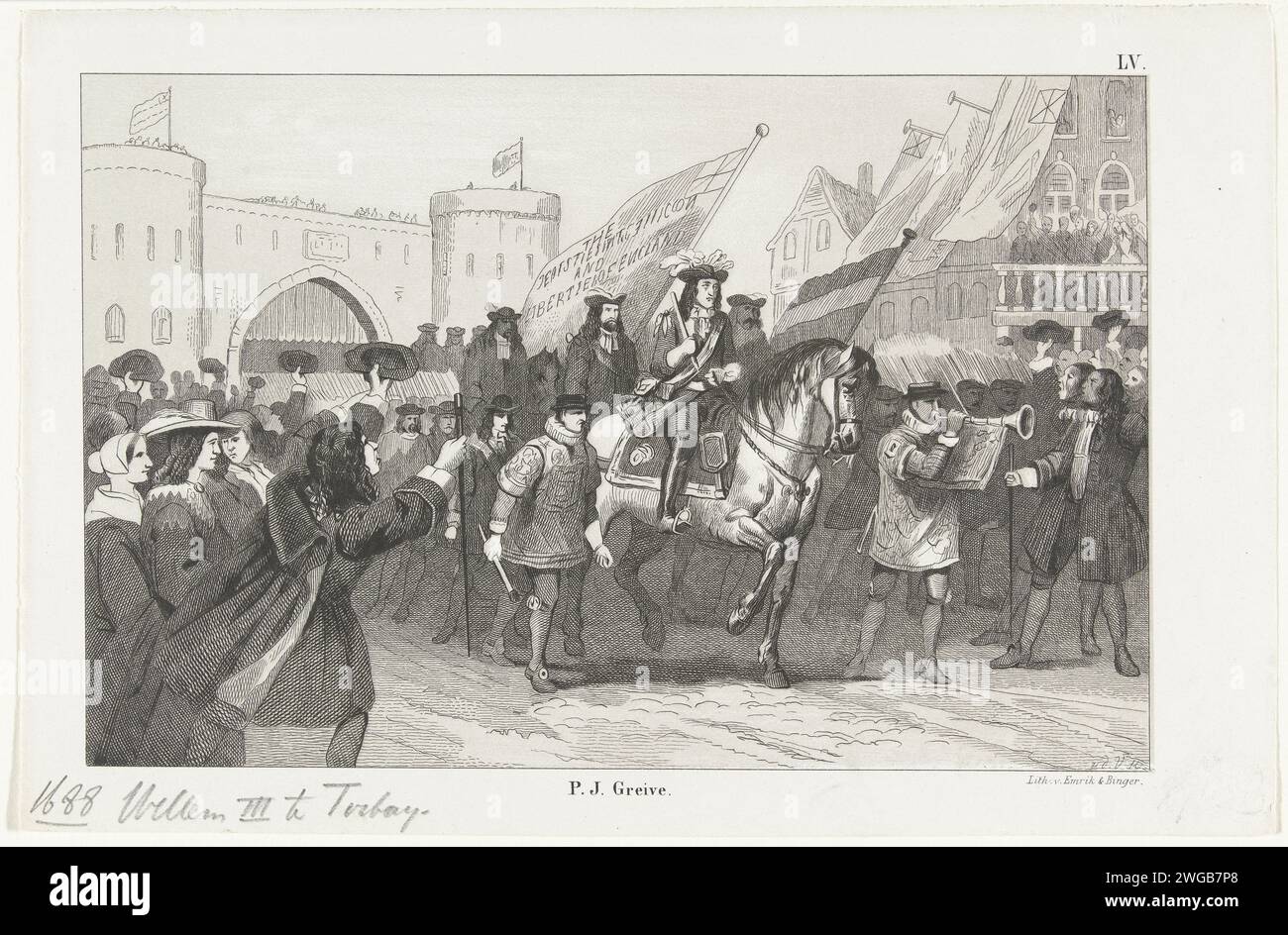 Entry of Willem III in Torbay, 1688, 1853 - 1861 print Entry of Prince ...
