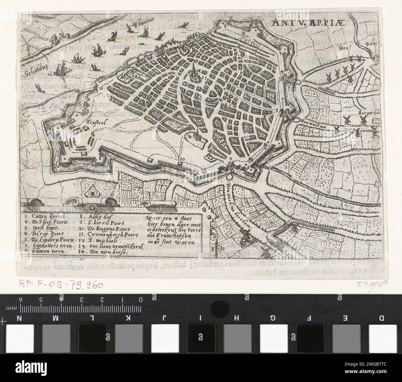 Siege and intake of Antwerp in 1584/1585: Plan of the city and ...