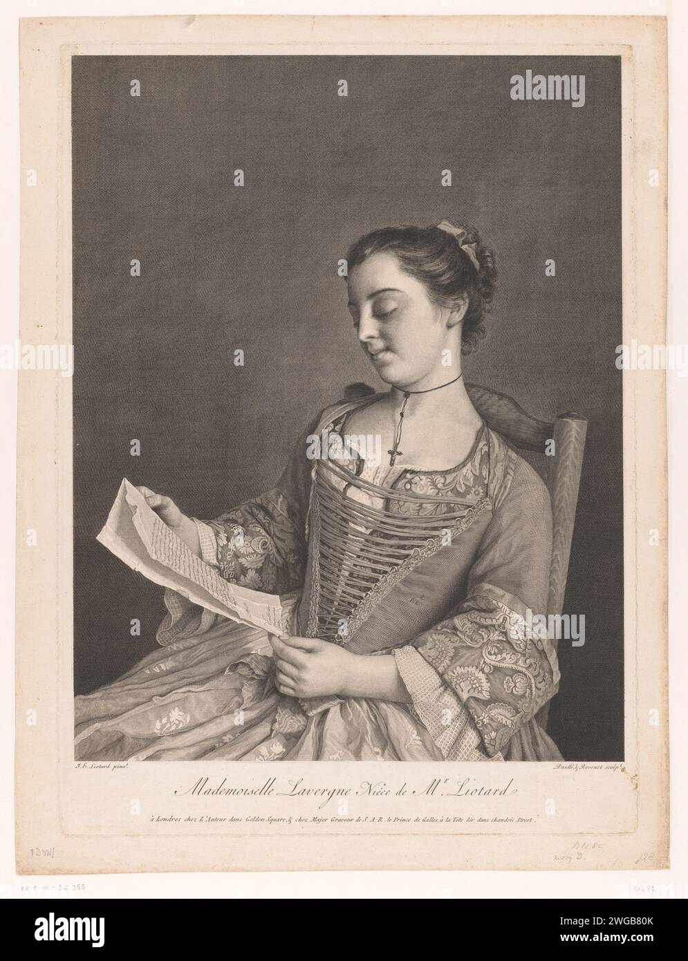Portret Van Marianne Lavergne, Jean Daullé, after Jean -Etienne Liotard ...