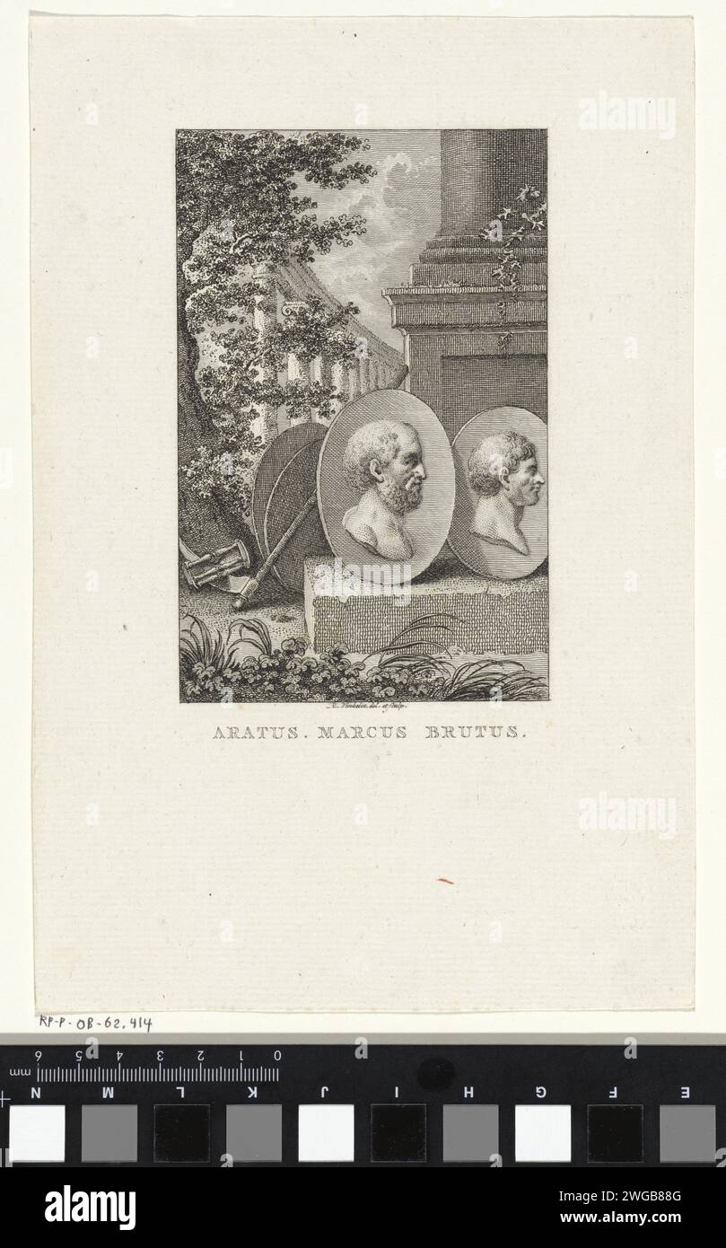 Medallions with portraits of Aratos by Sikyon and Marcus Brutus ...