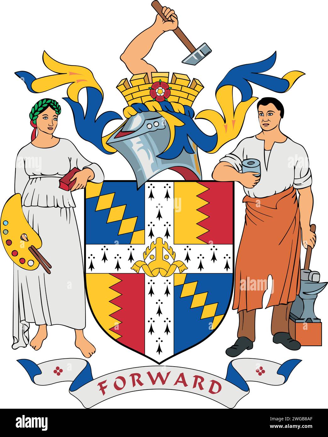 Coat of arms of the METROPOLITAN BOROUGH AND CITY OF BIRMINGHAM, WEST ...