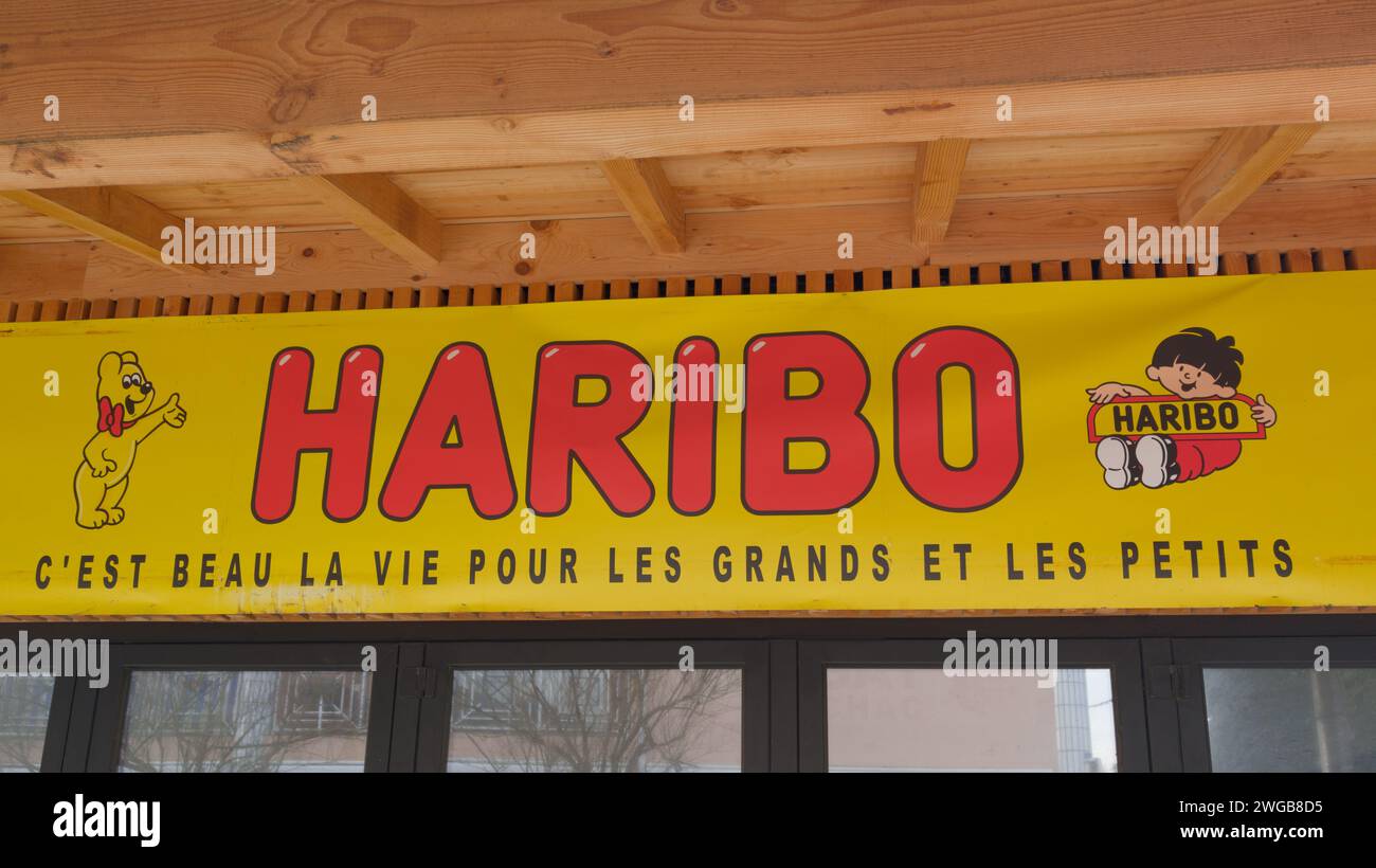 Bordeaux , France - 01 29 2024 : Haribo logo brand facade and text sign ...